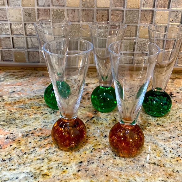Other | Crystal Glass Bubble Ball Bottom Base Shot Glasses Set Of 5 ...